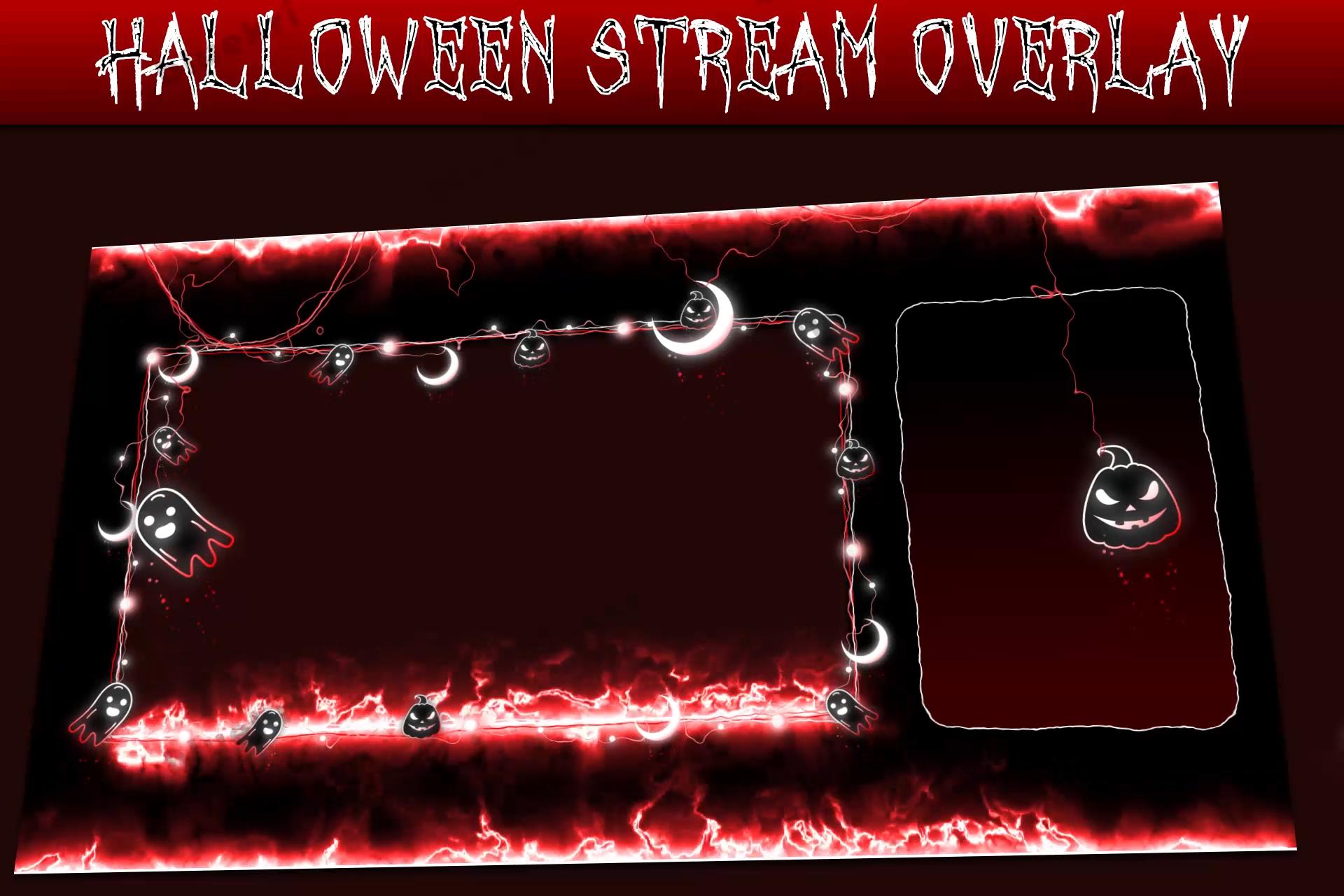 Gothic Neon Halloween Stream Overlay With a Red | Pumpkin Twitch ...