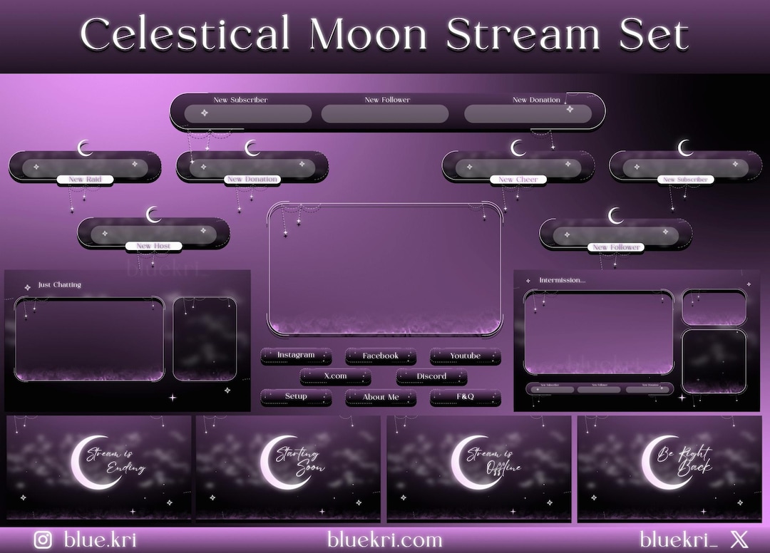 Celestial Moon Stream Package for Twitch | Animated Twitch Overlay ...