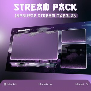 Japanese-themed Purple Stream Overlay Pack | Twitch Overlay, Twitch ...