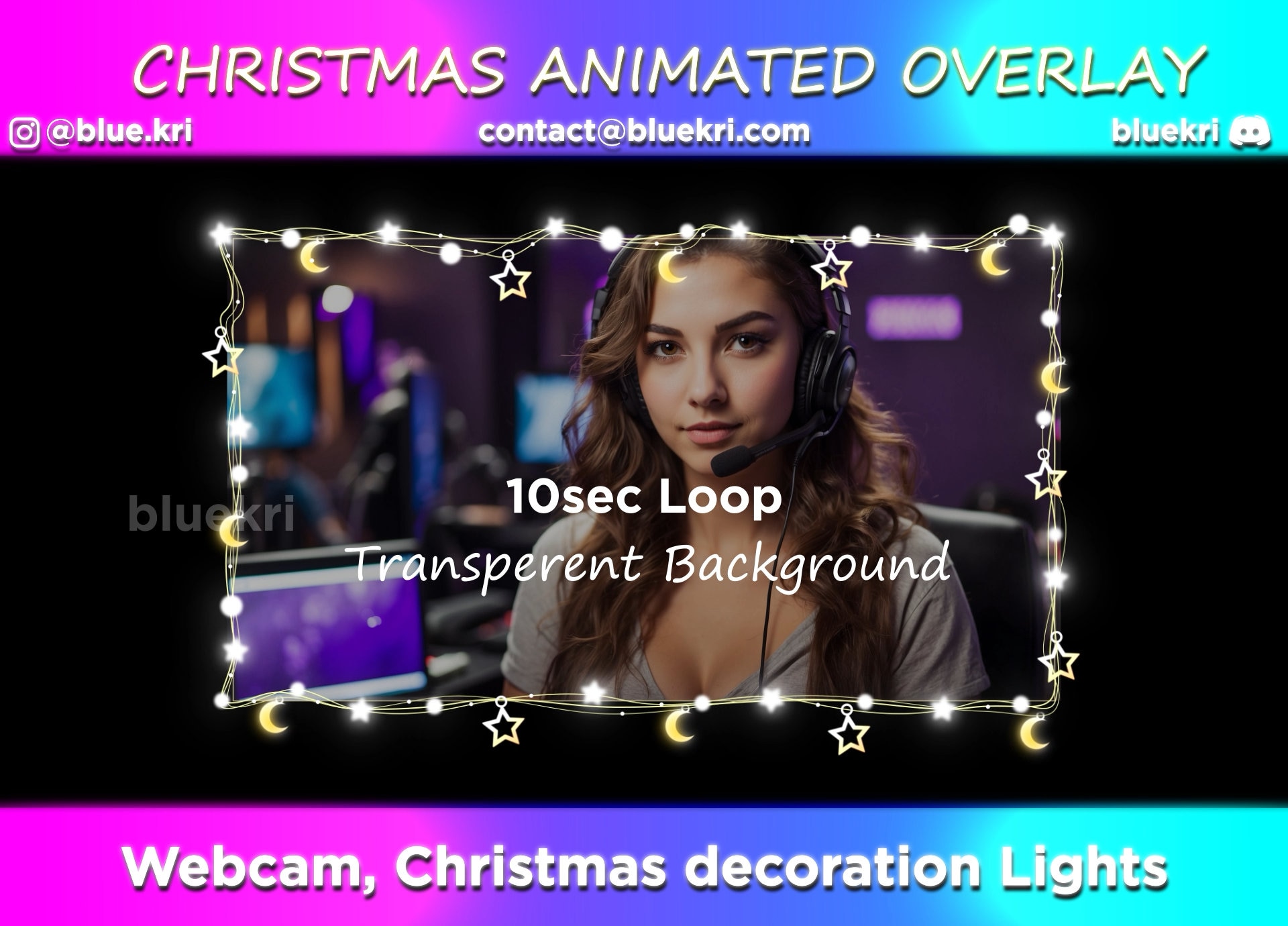 Twitch Animated Christmas Lights Webcam Overlay / Holiday Twitch Webcam ...