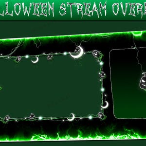 Animated Halloween Green Stream Overlay Package | Pumpkin Green Twitch ...