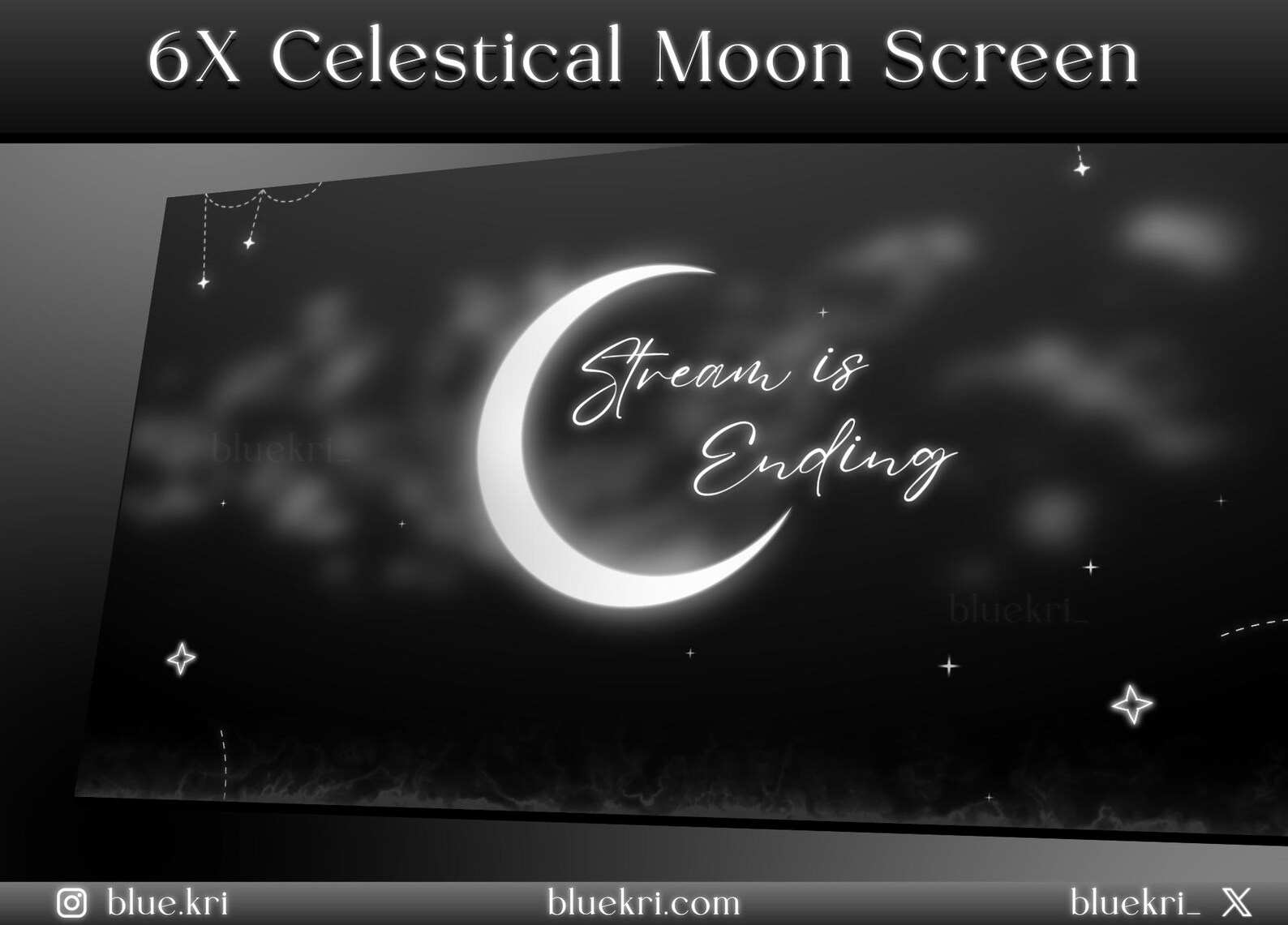 Black Celestial Moon Screens Animated Stream | Black Minimal Twitch 6x ...