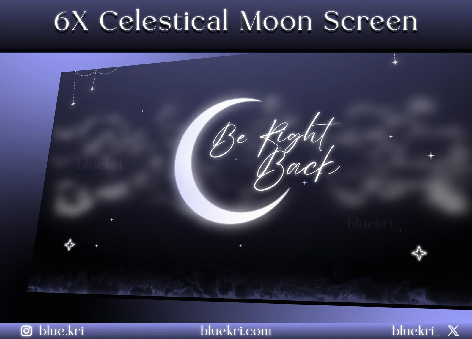 Celestial Moon Animated Stream Screens | Midnight Blue Twitch Overlay ...