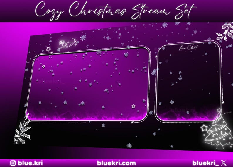Cozy Christmas Stream Overlay Package Pink | Animated Christmas Twitch ...