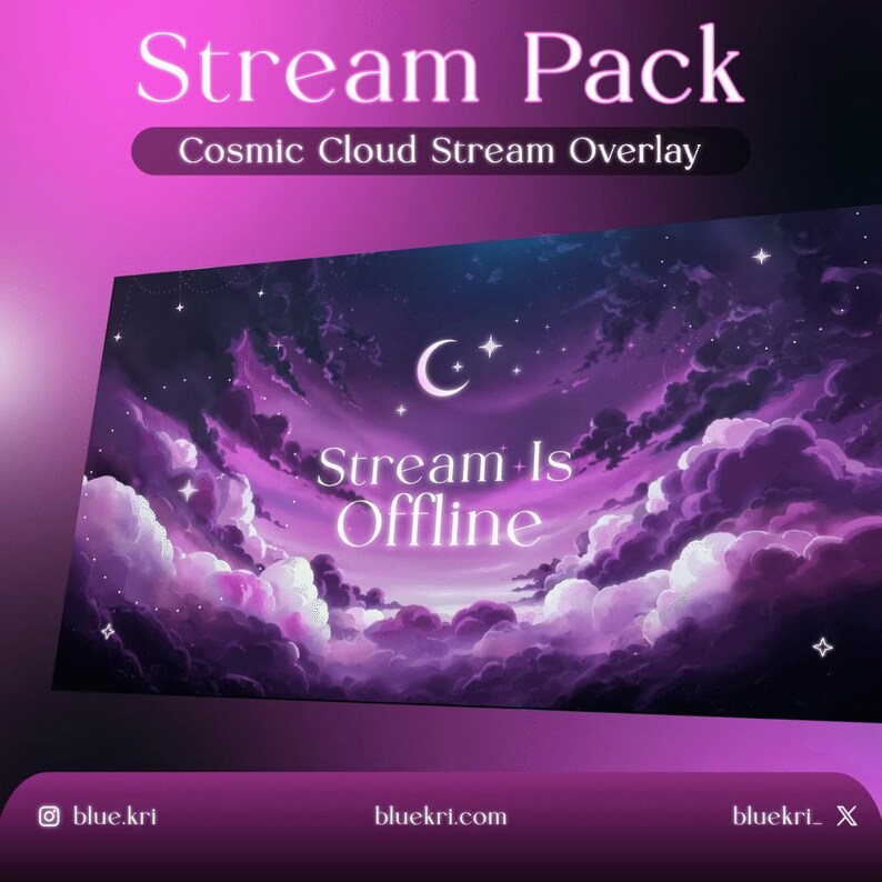 Cosmic Cloud Twitch Overlay Animated | Dreamy Vtuber Stream Package for ...