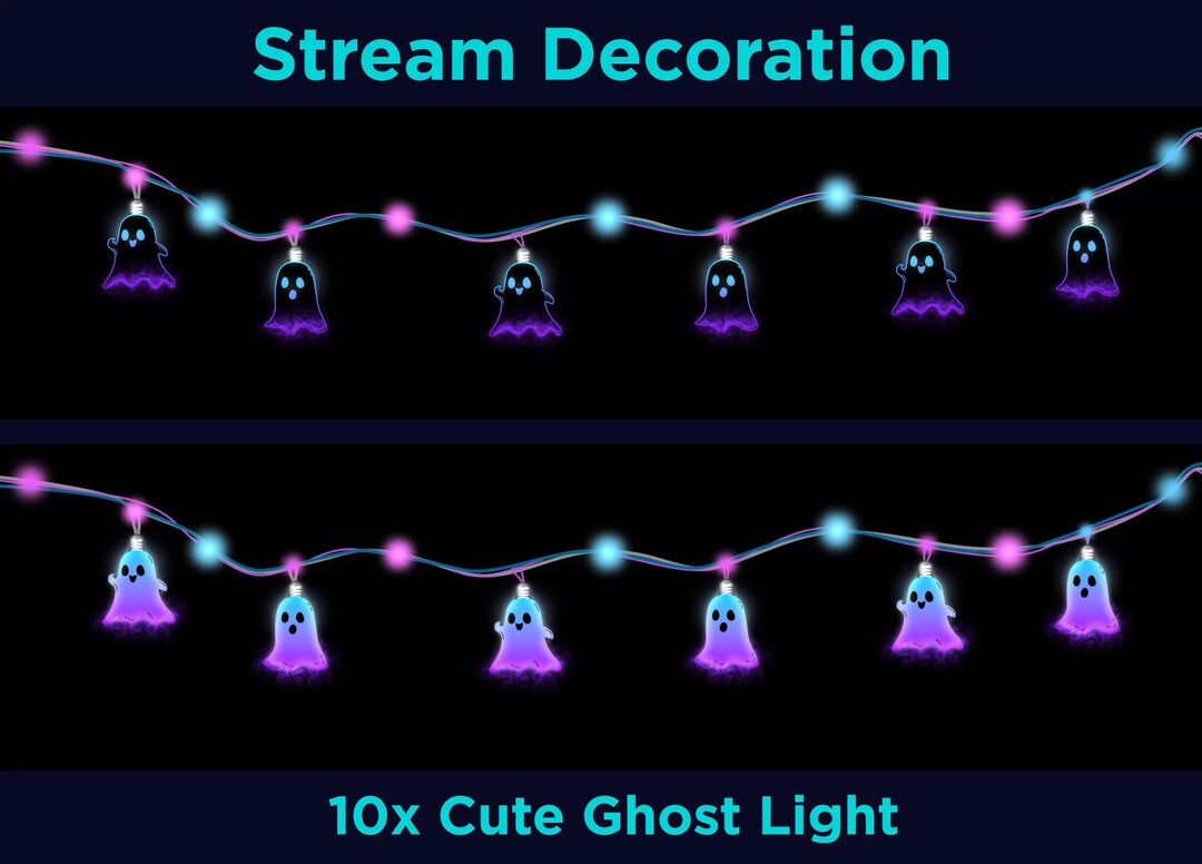 Cute Ghost Light String | Halloween Stream Decoration (10x Animated ...