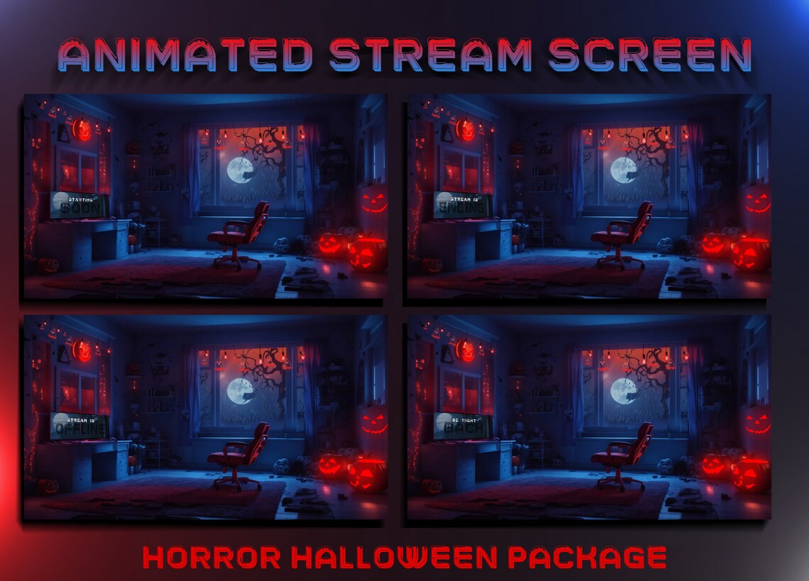 Halloween Pumpkin Stream Screen Overlay – Red Gaming Room (4x Screens ...