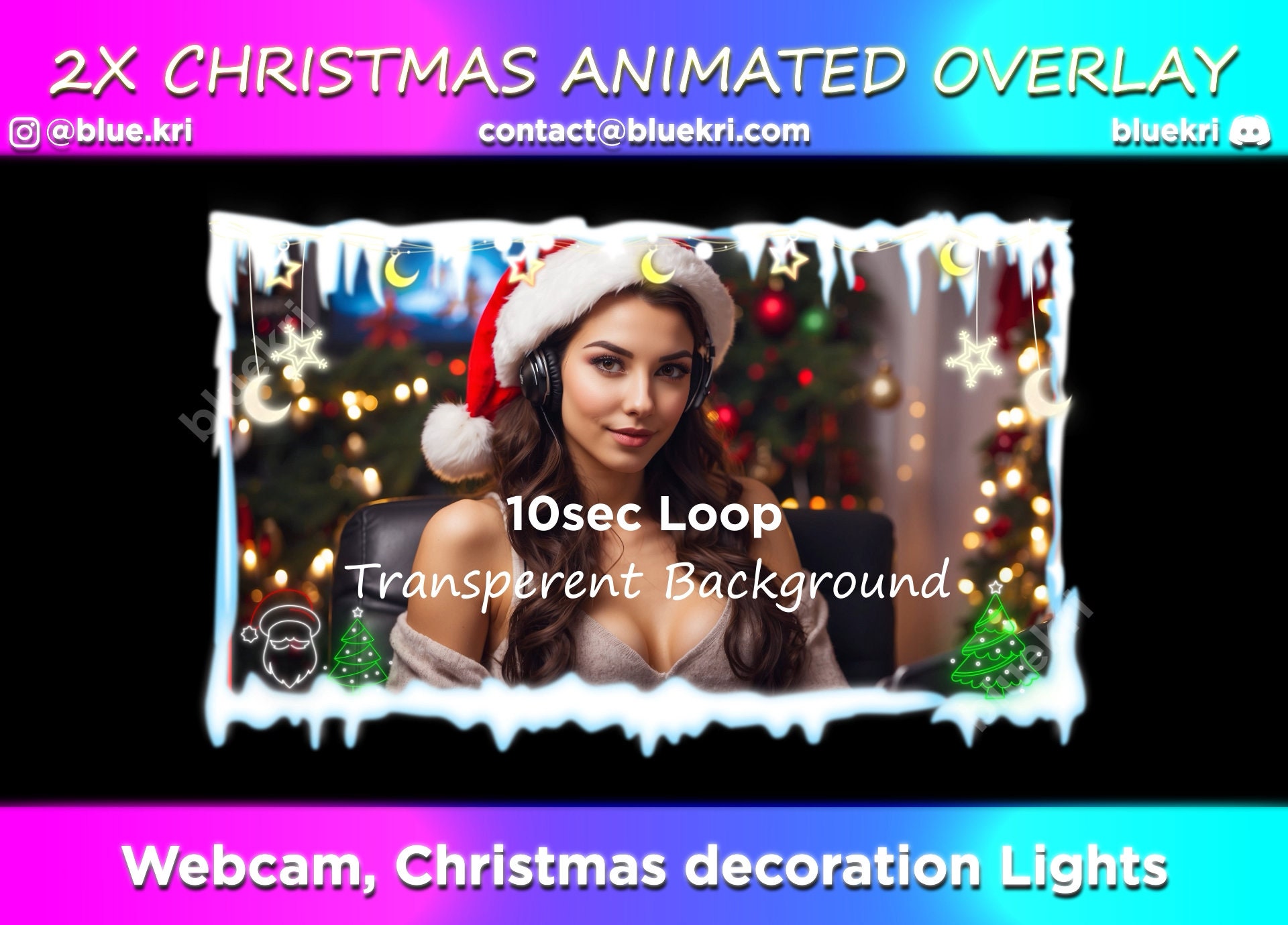 Animated Christmas Lights Webcam Overlay | Holiday Twitch Stream ...