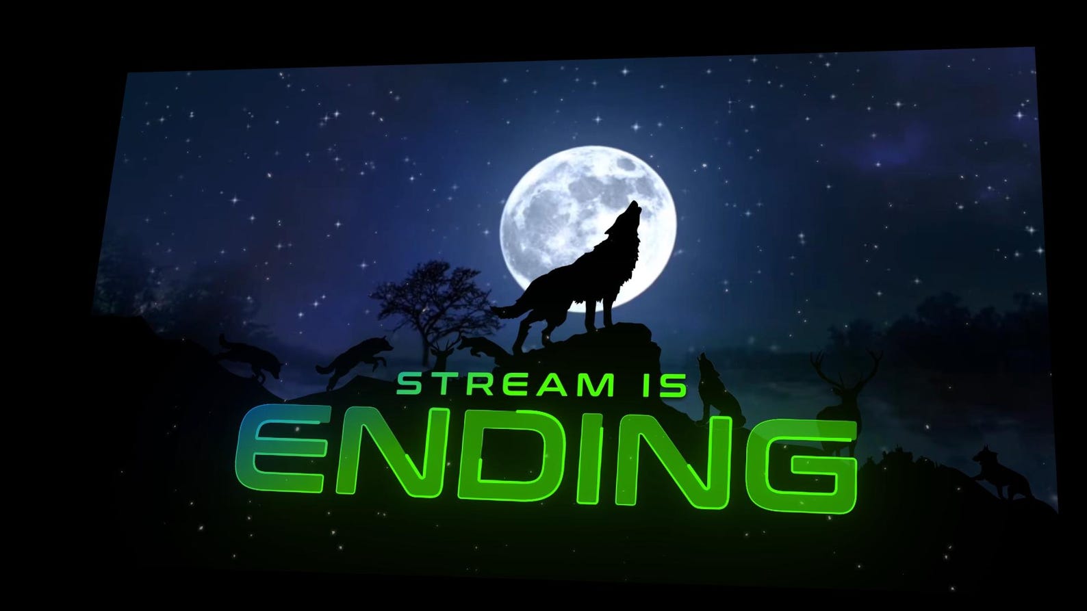 Lunar Wolf Stream Overlay: Green and Blue Twitch Overlay Pack, Wolf Stream Overlay, Twitch ...