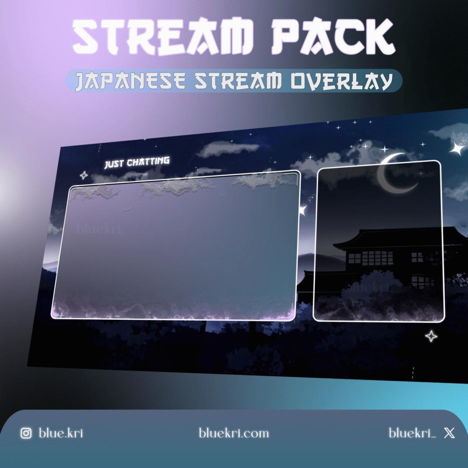 Japanese Night Sky Stream Overlay Pack | Twitch, Youtube, Facebook - Etsy
