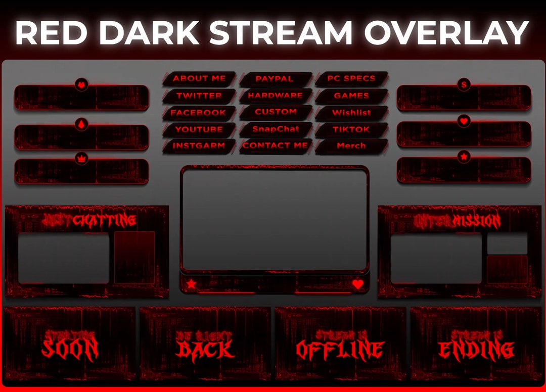 RED Stream Overlays Package for Twitch, Youtube - Twitch Overlays ...