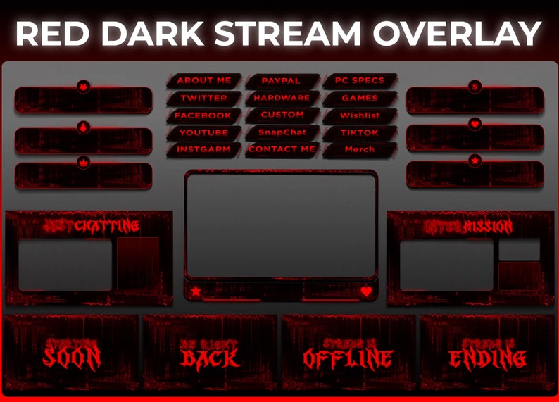RED Stream Overlays Package for Twitch, Youtube - Twitch Overlays ...