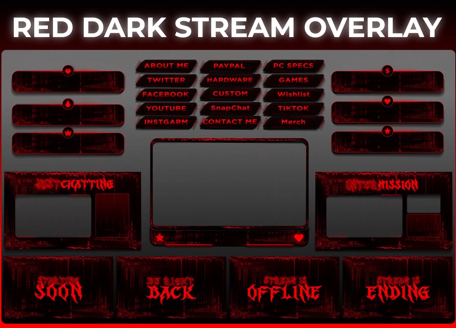RED Stream Overlays Package for Twitch, Youtube - Twitch Overlays ...