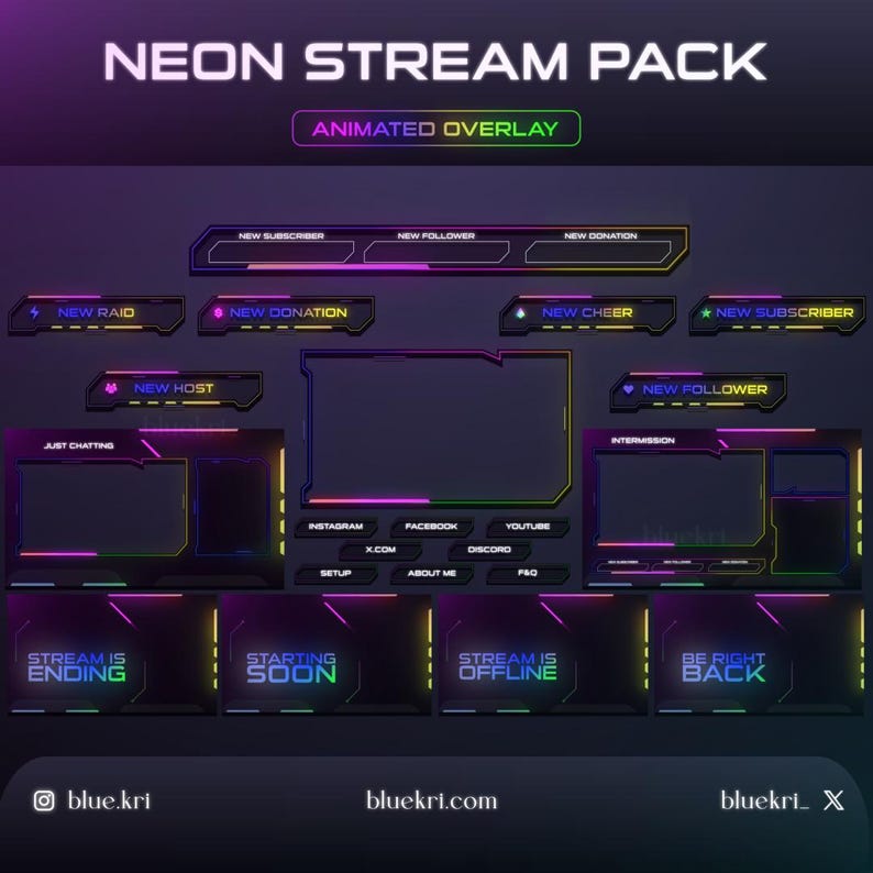 Neon Stream Pack – Animated Overlay With Vibrant Cyberpunk Aesthetic ...