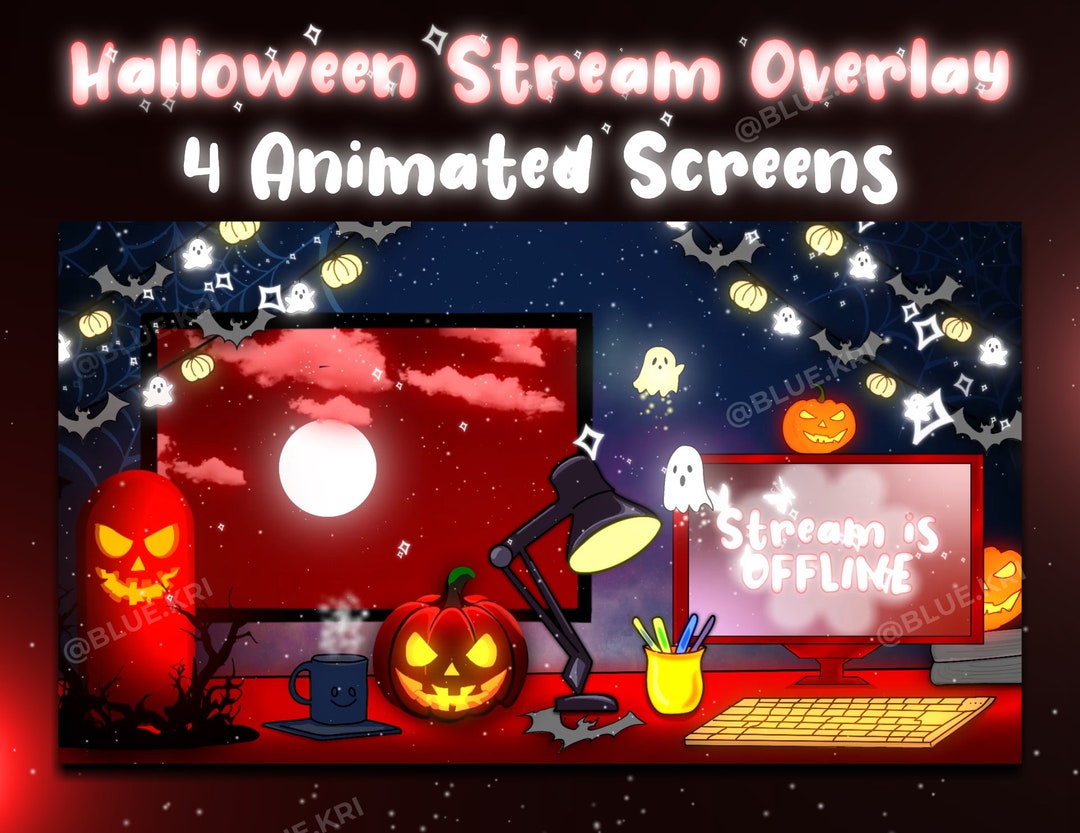 Stream Overlay Package Halloween Ghost Cozy Room - Twitch Stream ...