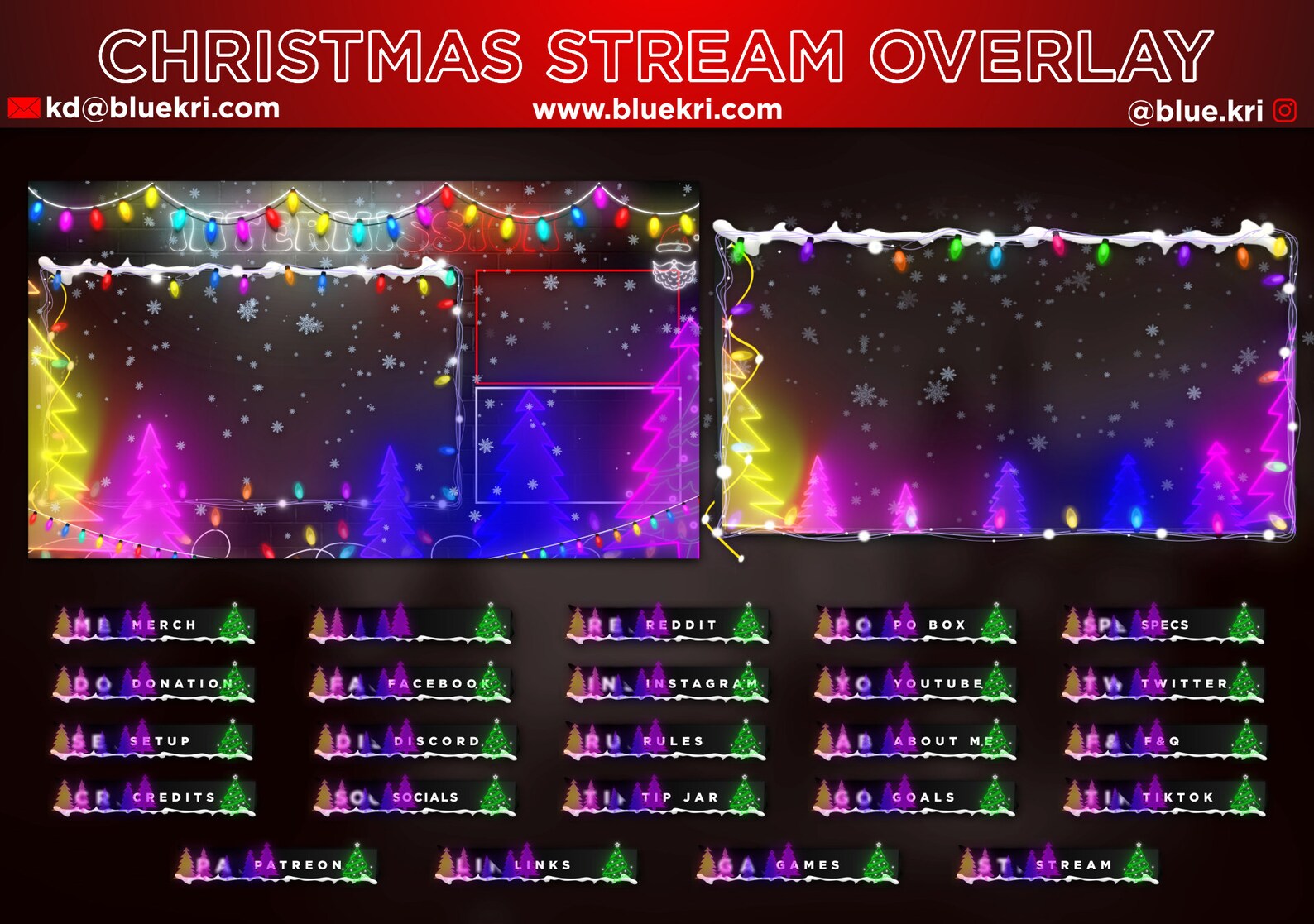 Animated Christmas Stream Overlay for Twitch |x-maxstream Overlay ...