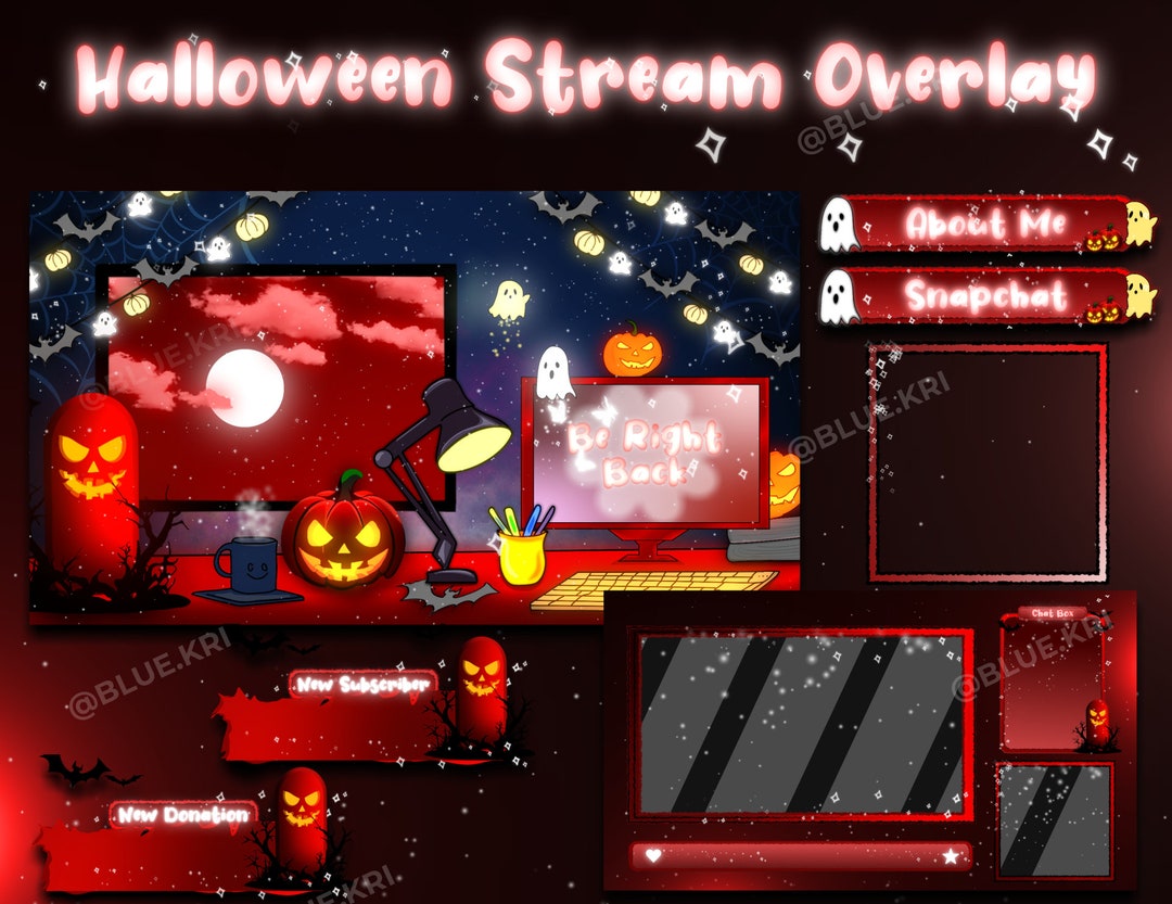 Animated Halloween Twitch Overlay Pack, Red Spooky Stream Package - Etsy
