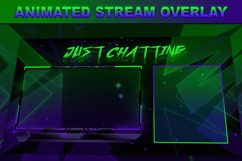 Purple Green Stream Overlay Package | Neon Galaxy Animated Stream ...