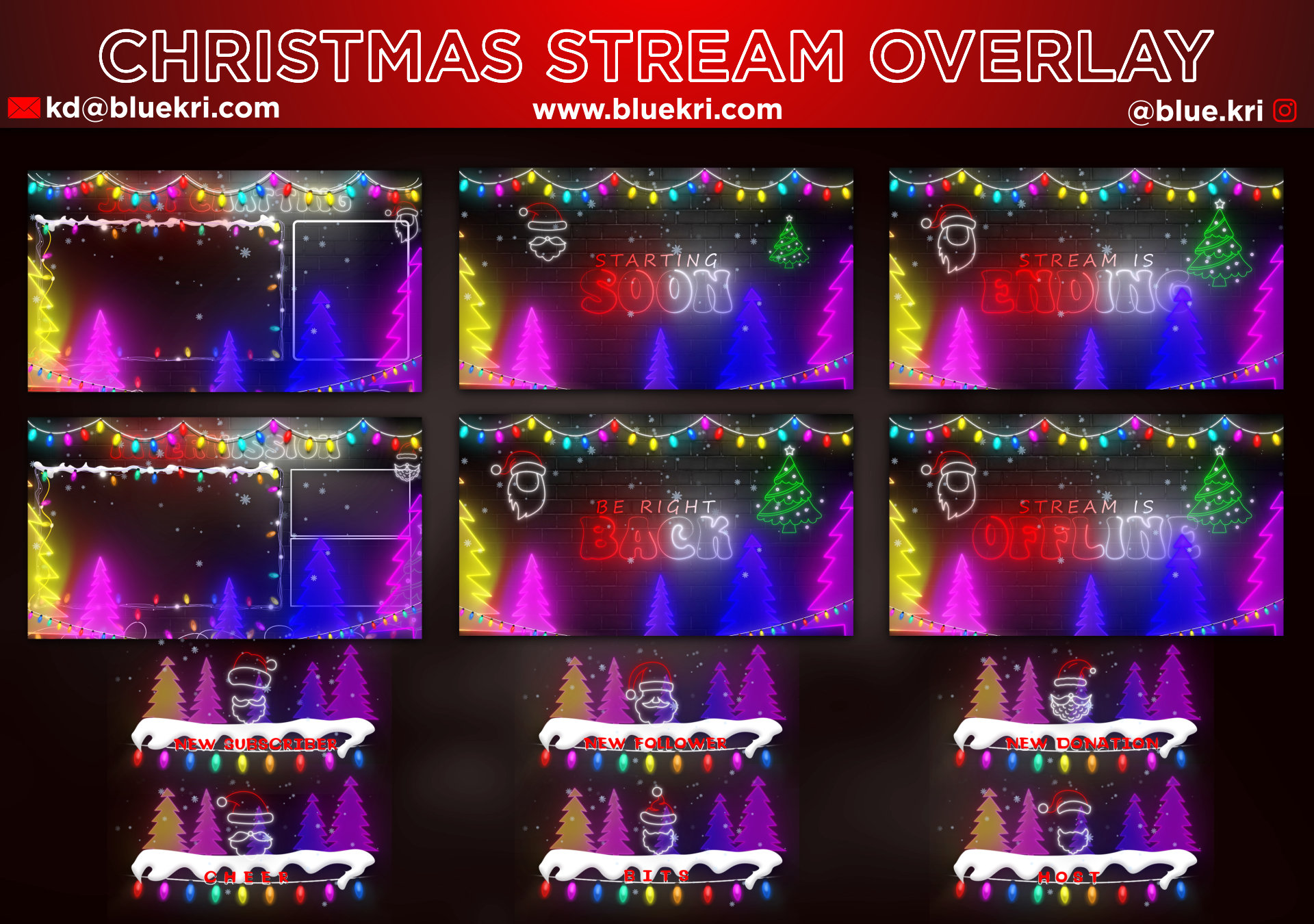 Animated Christmas Stream Overlay for Twitch |x-maxstream Overlay ...