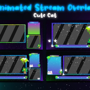 Cute Cat Animated Stream Overlay | Cute Lo-fi Twitch Overlays & Alerts ...