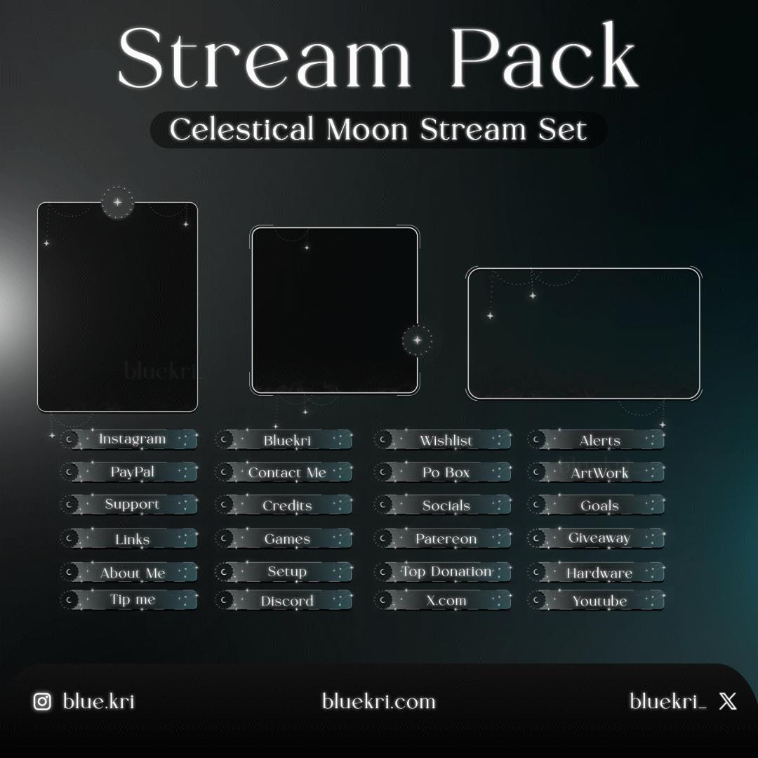Green Aesthetic Tiktok Stream Overlay | Cloud Moon Vtuber Overlay Pack ...