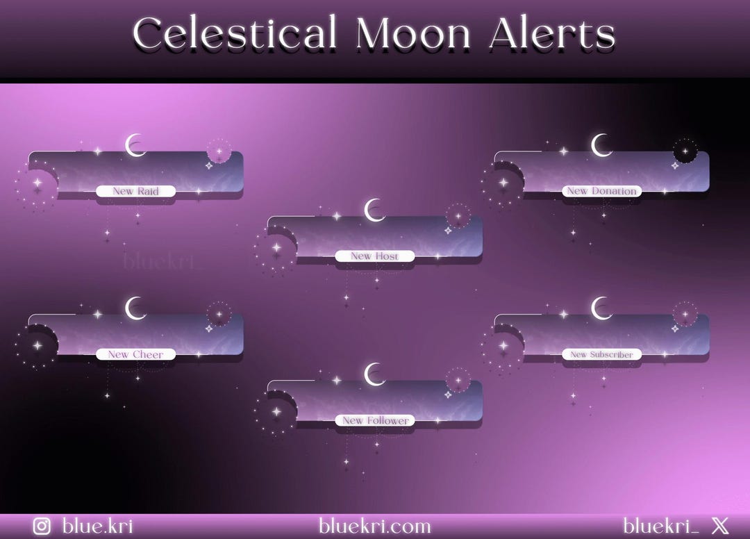 Alertas de transmisión de la luna celestial: alertas de Twitch con temática cósmica / Celestial ...