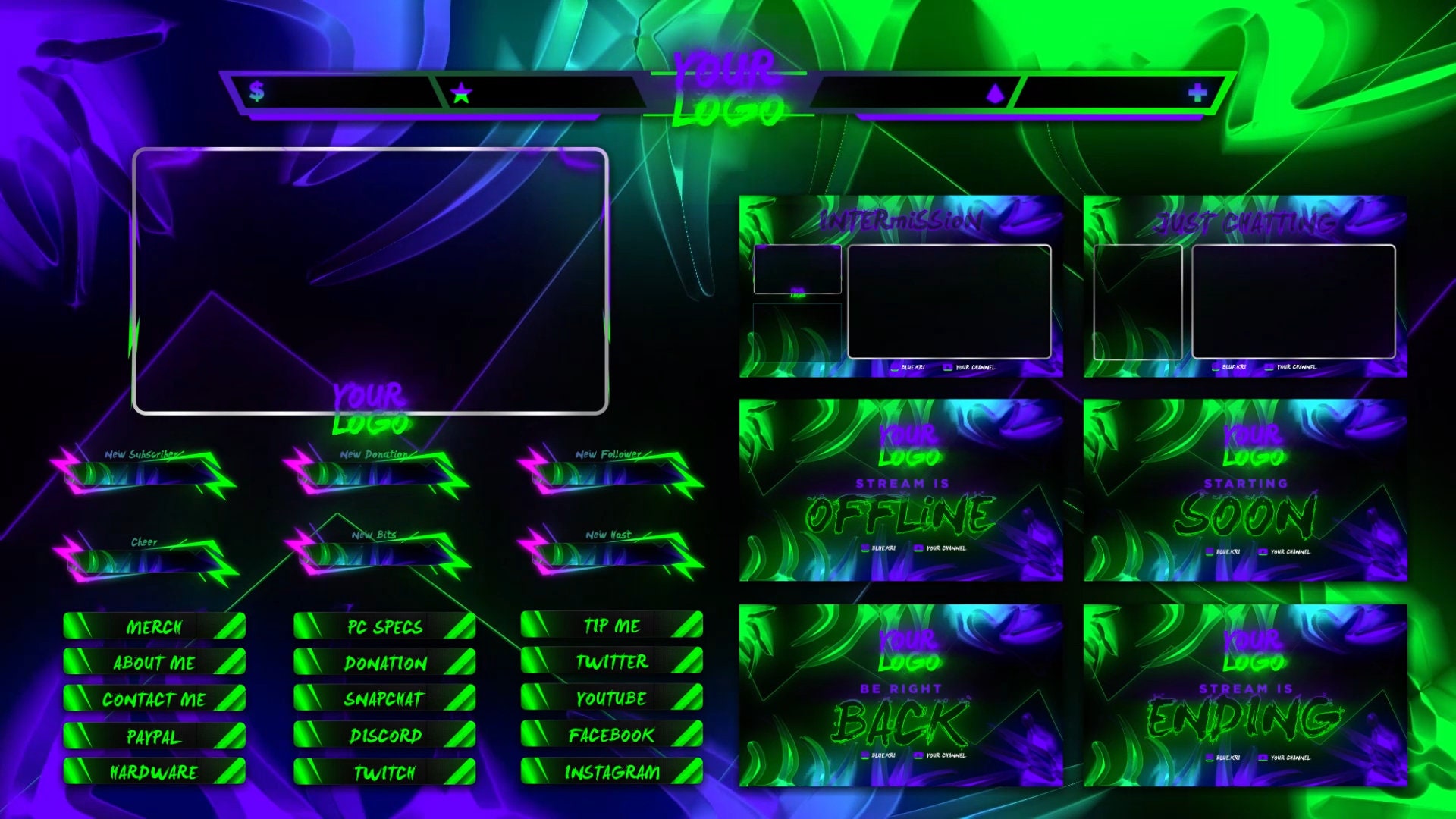 Custom Twitch Overlay Package L ANIMATED Stream Package, CUSTOM ...