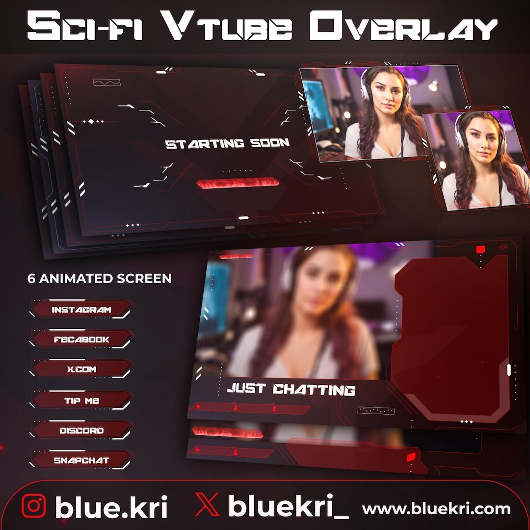 Sci-fi Vtube Premium Animated Stream Package | Stream Overlays, Panels ...