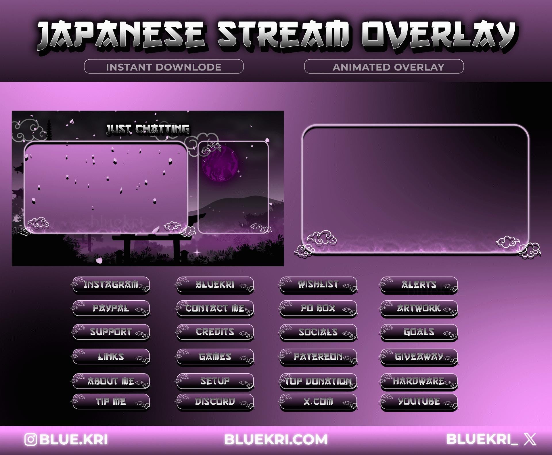 Japanese-themed Animated Stream Overlay | Stream Overlays, Panels ...