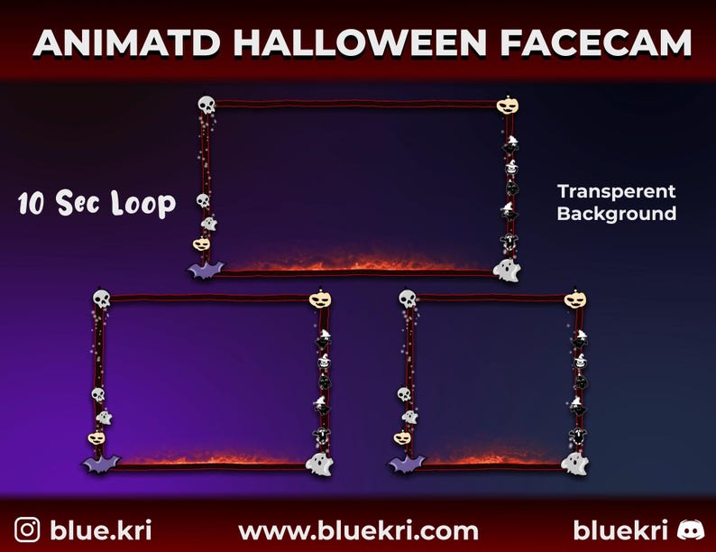 Full Twitch Animated Halloween Webcam Overlay | Pumpkin Twitch Webcam ...