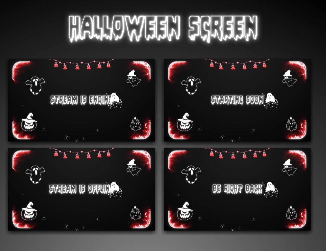 Neon Halloween Stream Screens, Halloween Twitch Screens Overlay ...