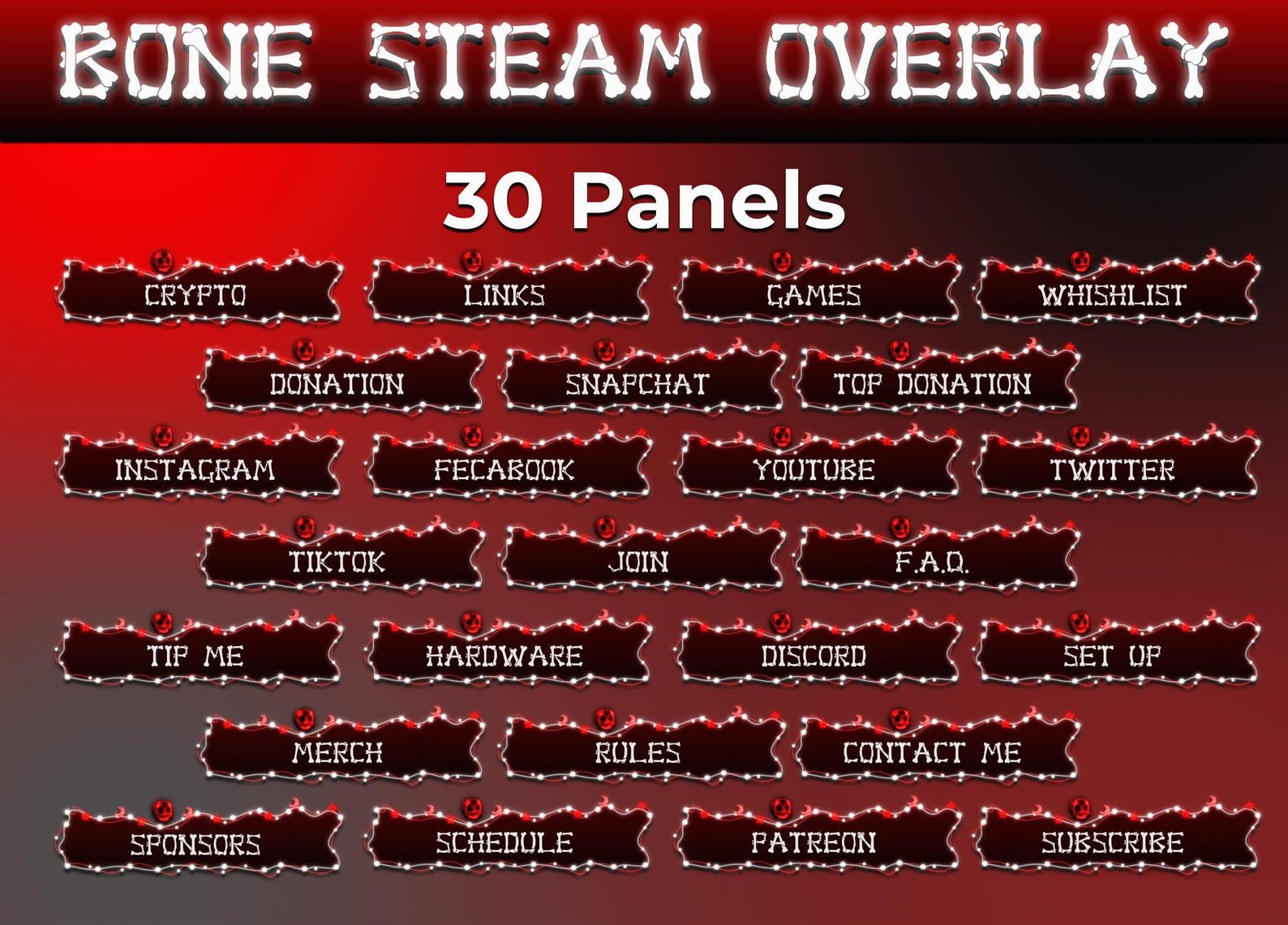 Red Halloween Stream Overlay – Bone Design, Animated Twitch Package - Etsy
