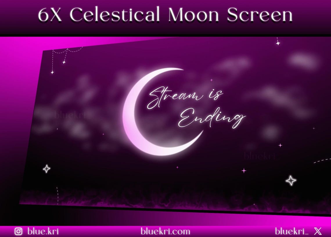 Pink Celestial Moon Animated Stream Screens | Twitch Overlay (6x) - Etsy