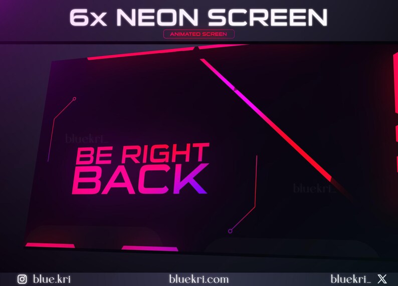 Neon Animated Stream Overlay Package, Cyberpunk Twitch & Tiktok Screens ...