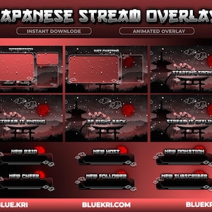 Japanese-themed Red Animated Stream Overlay | Japanese Twitch Stream ...