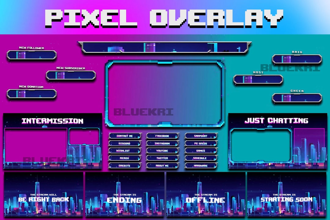 Retro Pixel Art Twitch Stream Package | Pixel-themed Twitch Stream ...