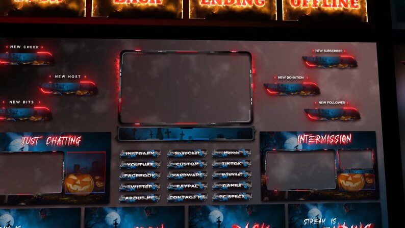 Custom Twitch Overlay Package ANIMATED Stream Package: Screens, Webcams ...