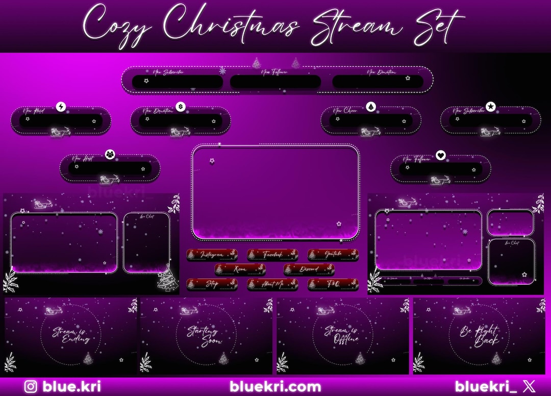 Cozy Christmas Stream Overlay Package Pink | Animated Christmas Twitch ...