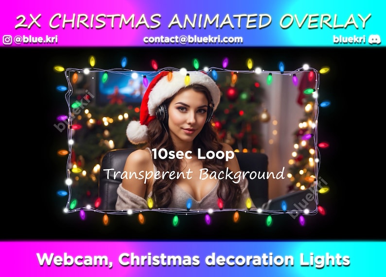 2x Twitch Animated Christmas Lights Webcam Overlay / Holiday Twitch ...