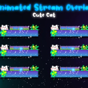Cute Cat Animated Stream Overlay | Cute Lo-fi Twitch Overlays & Alerts ...