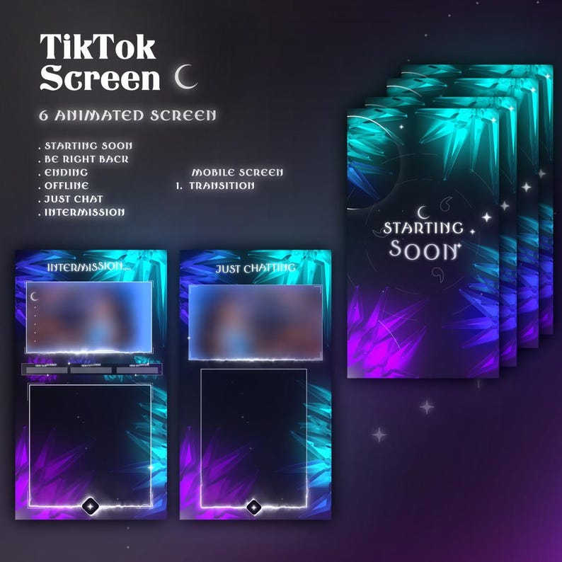Animated Crystal Vtuber Stream Overlay Pack | Neon Gem Theme | Twitch ...
