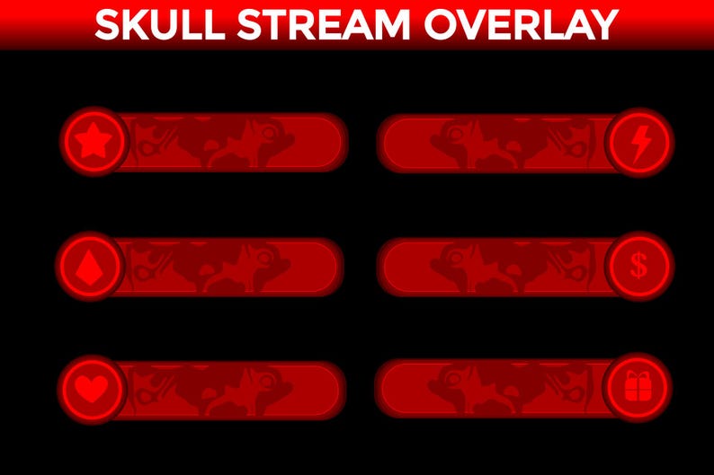 Skull-themed Streaming Overlay | Gothic Aesthetic for Streamers | Red ...