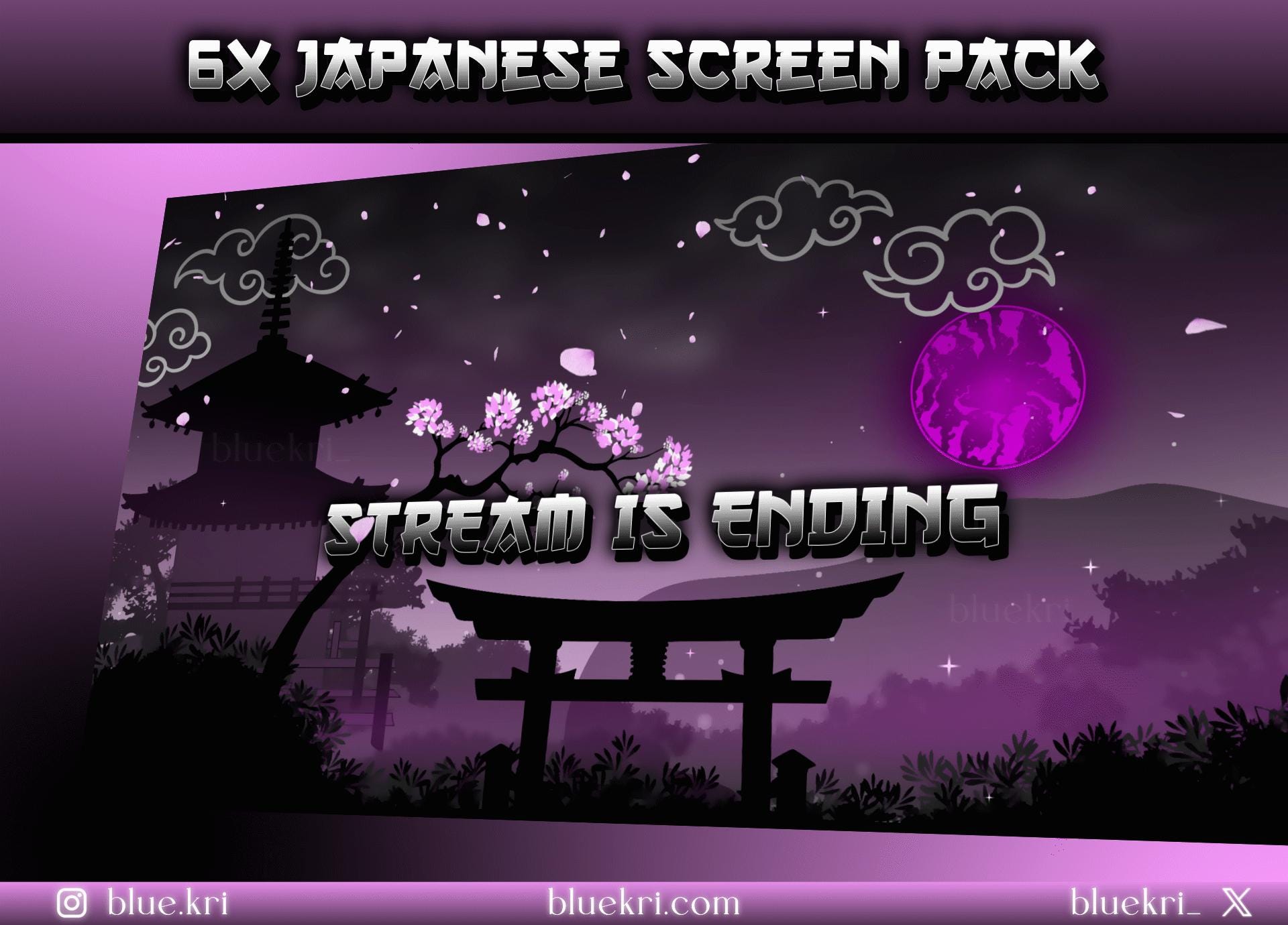 Japanese Stream Overlay Screens | 6x Screen Set for Streamers | Twitch ...