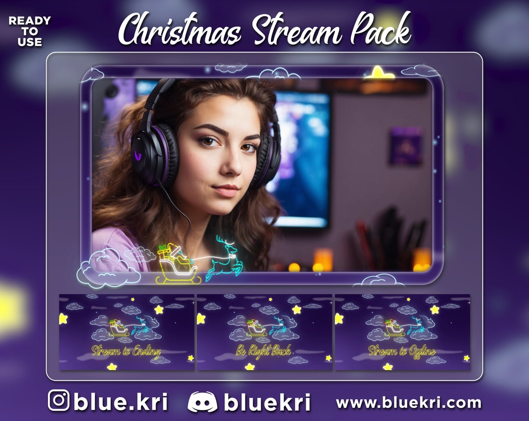 Animated Christmas Stream Overlay for Twitch, Youtube Christmas Stream ...