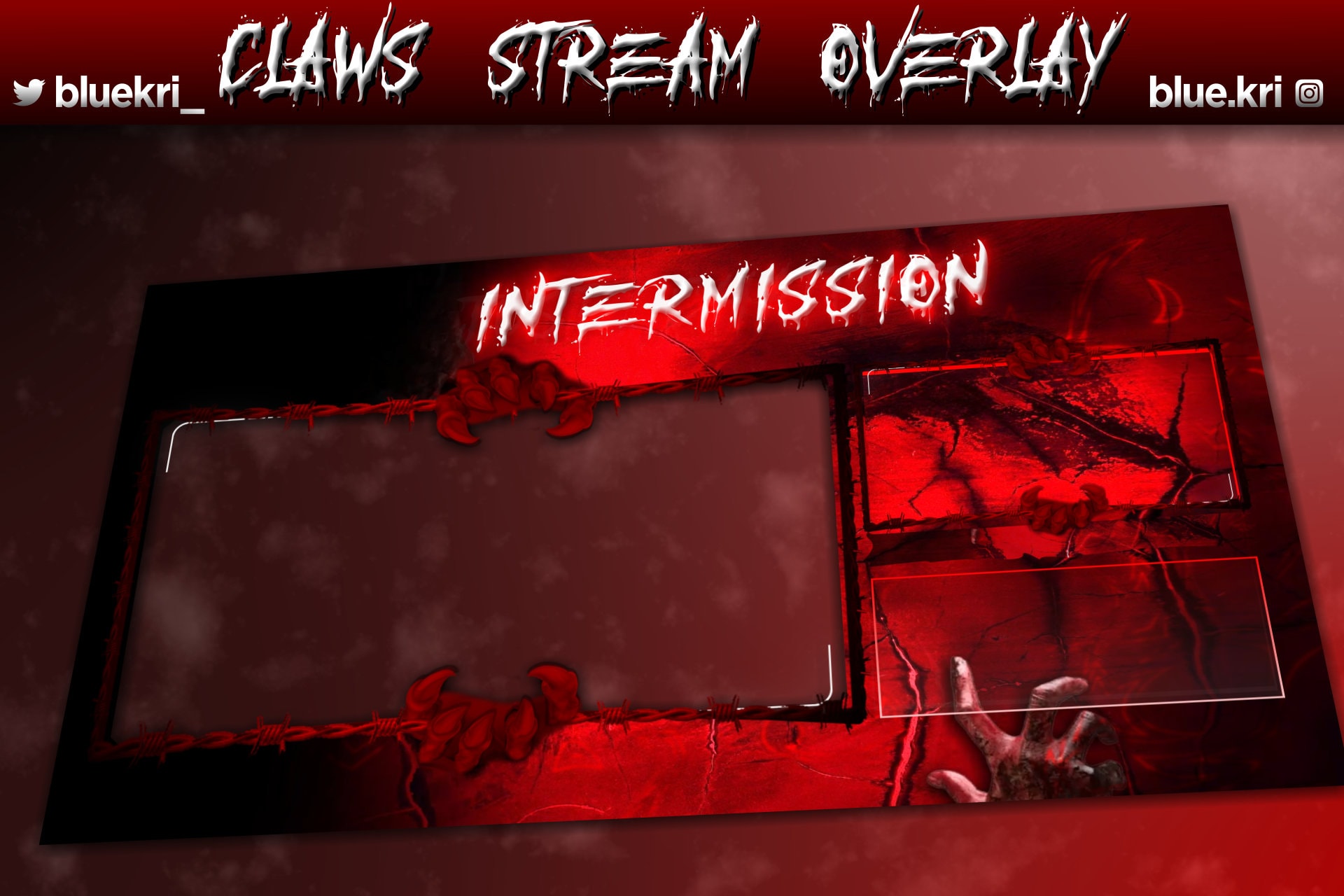 Claws Animated Twitch Overlay, Red Stream Package, Twitch Alerts, Scene ...