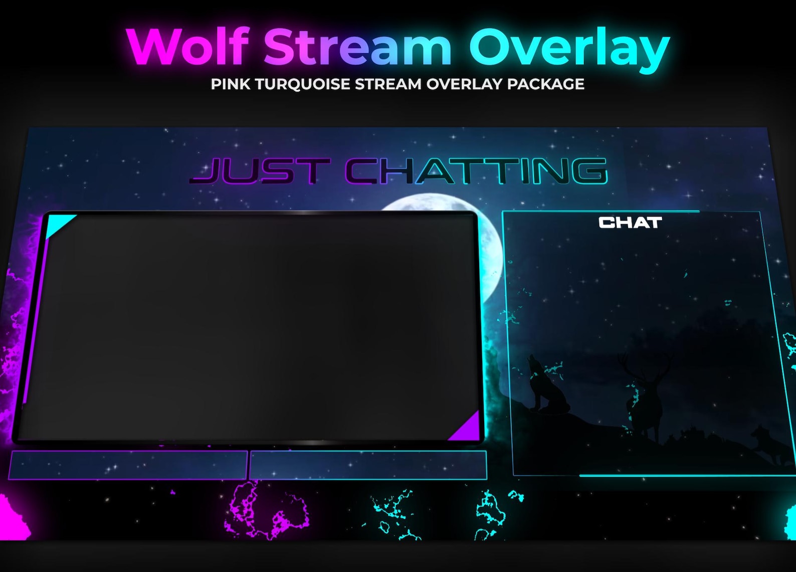 Wolf-themed Stream Overlay Package | Twitch Overlay Package | Stream ...