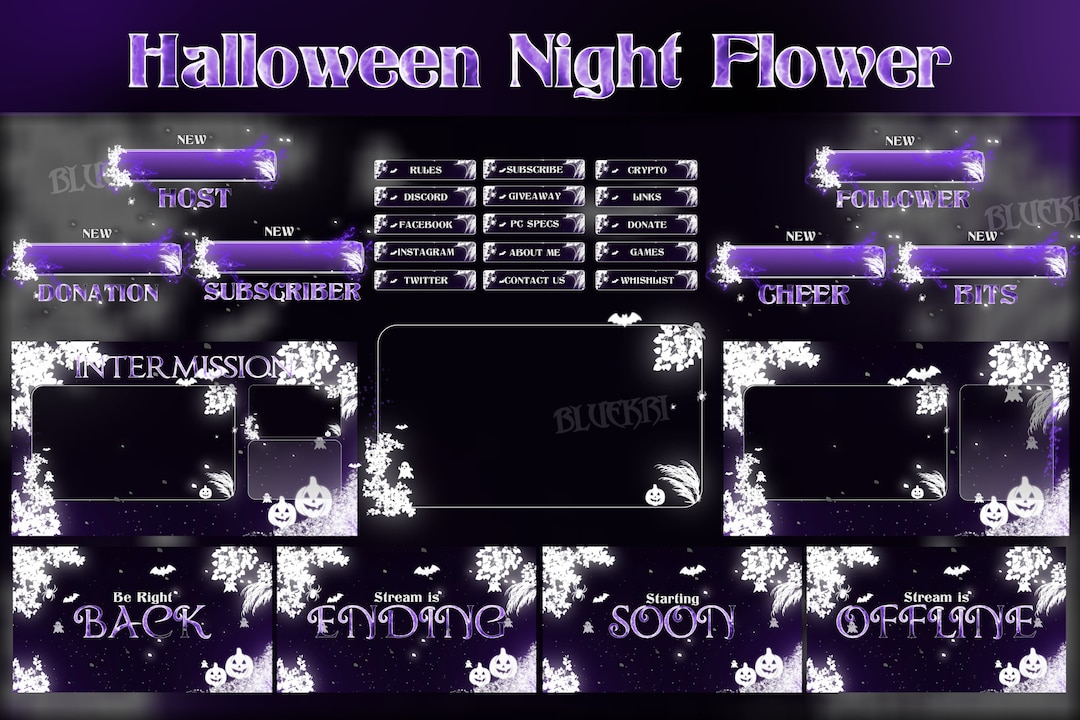Night Flower Stream Overlay | Animated Twitch Overlay & Alerts | Spooky ...