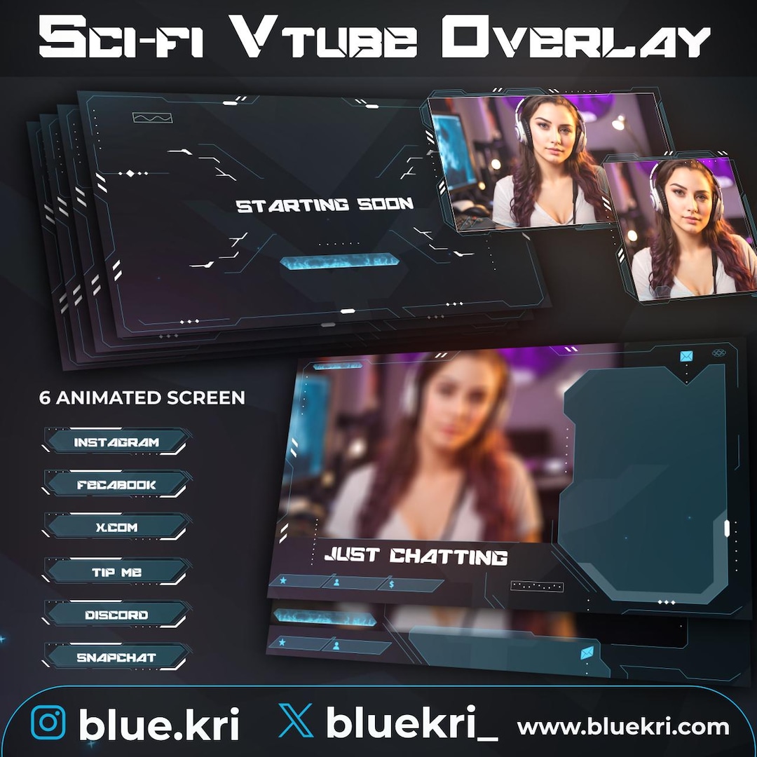 Futuristic Sci-fi Vtuber Streaming Overlay Pack | Stream Overlays ...