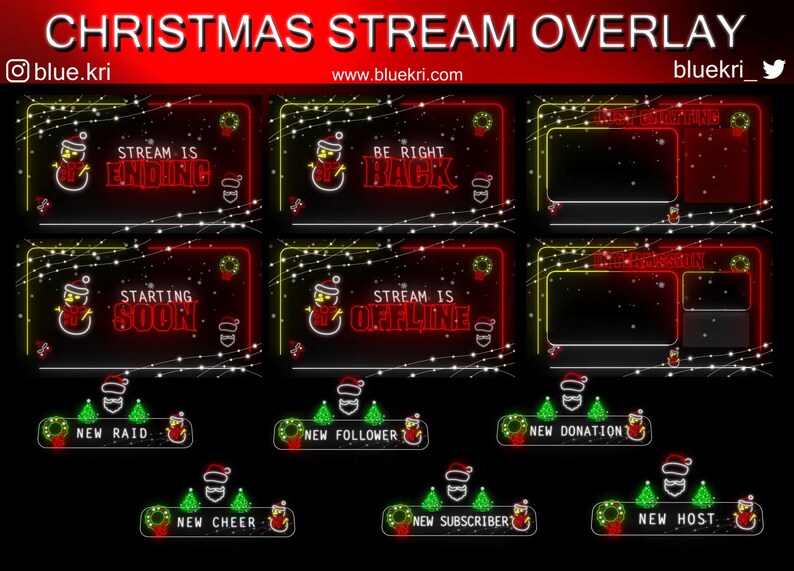 Animated Christmas Stream Overlay Package, Twitch, Youtube - Etsy