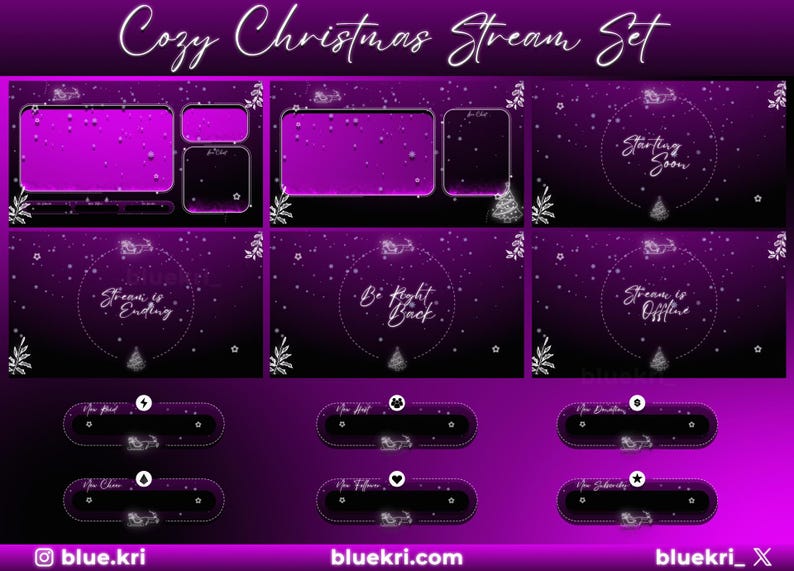Cozy Christmas Stream Overlay Package Pink | Animated Christmas Twitch ...